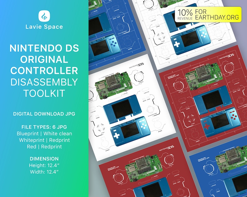 Nintendo DS Teardown Art Print, Retro Console Diagram (digital Download ...