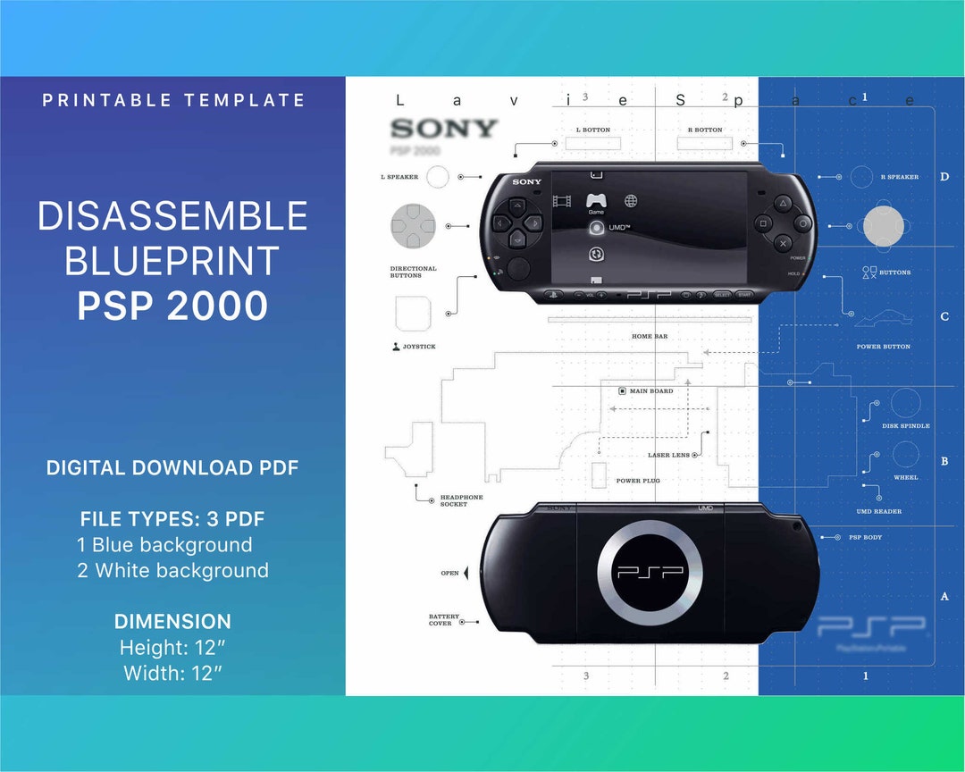 Download PSP 2000 Teardown Template Disassemble Game - Etsy