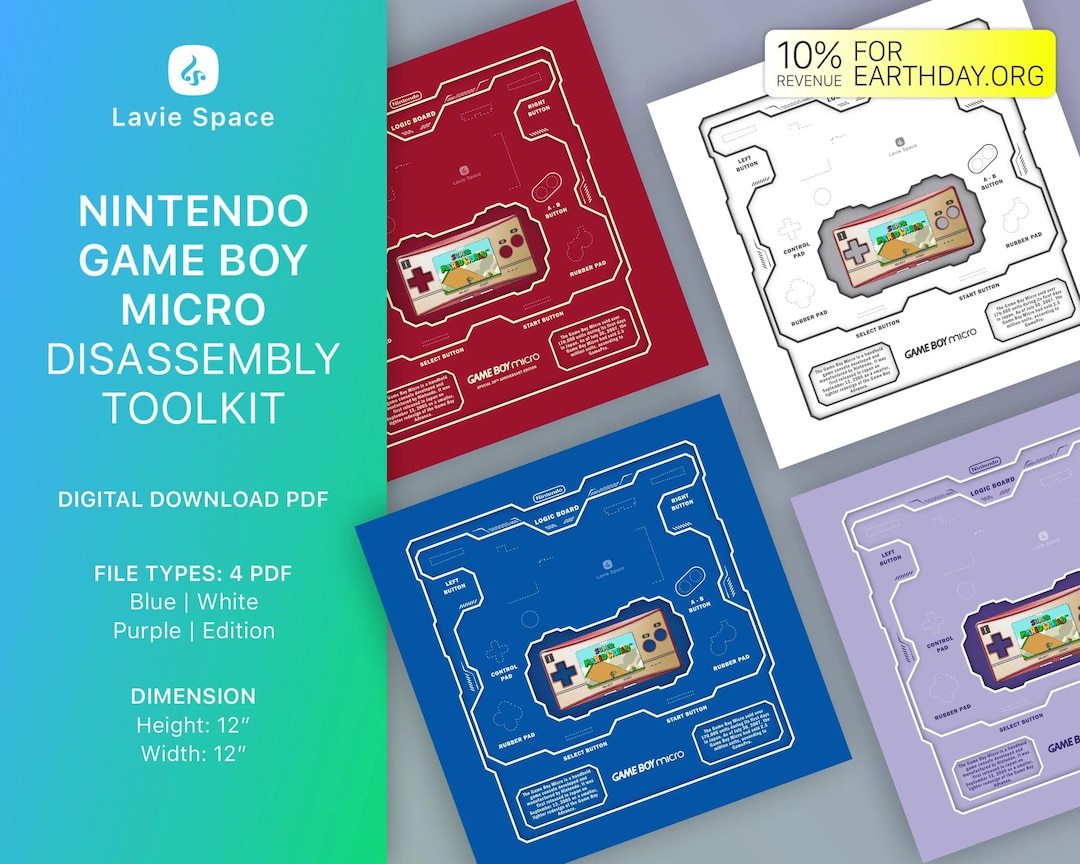 Game Boy Micro Teardown Template, Disassembly Art (digital Download) - Etsy