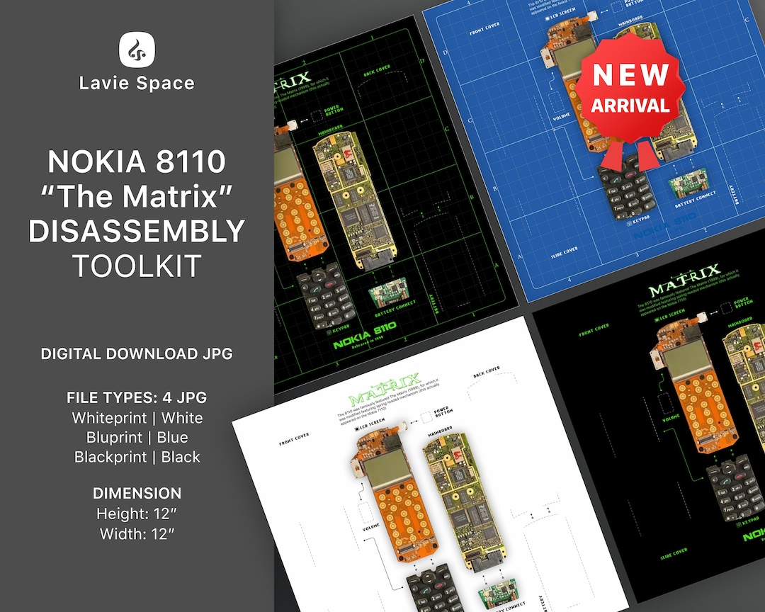 Download Nokia 8110 Teardown Templates, the Matrix Phone, Square Framed ...
