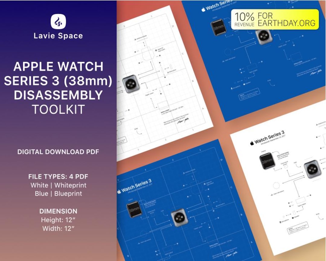 Apple Watch Series 3 Teardown Template 38mm Disassembly Art Print Watch ...