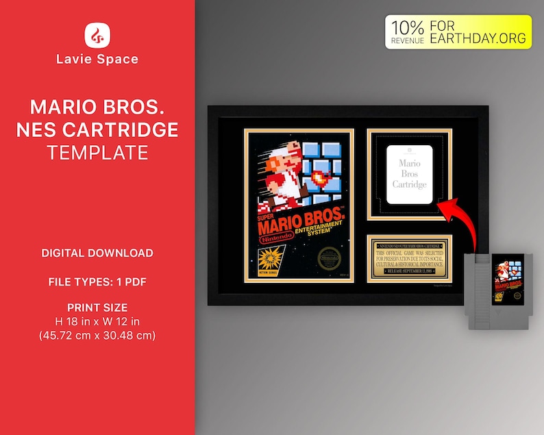 Super Mario Bros NES Cartridge Template, Gamer Gift (digital Download ...