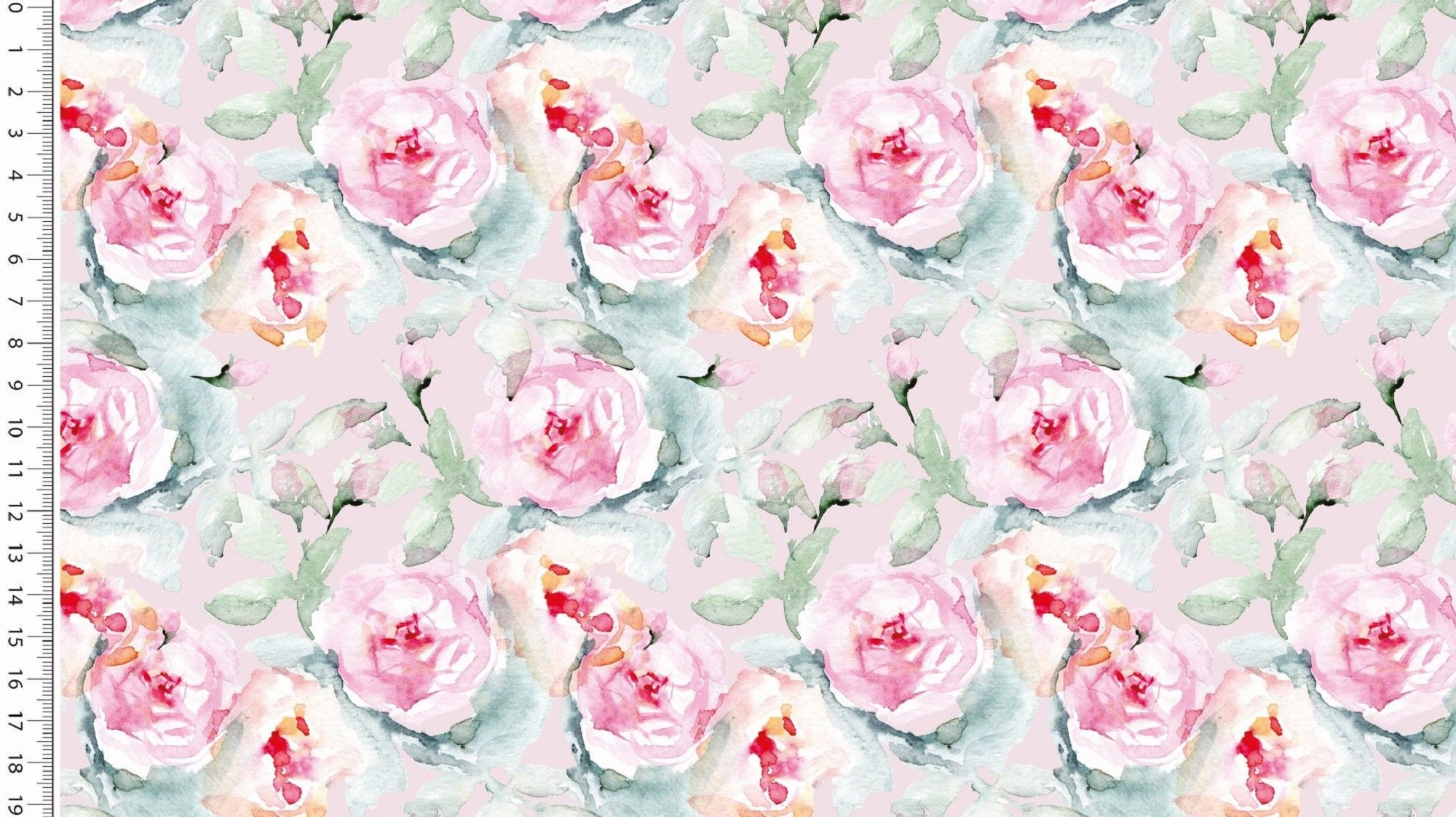 Cotton Jersey Digital ROSES Light Pink | Etsy
