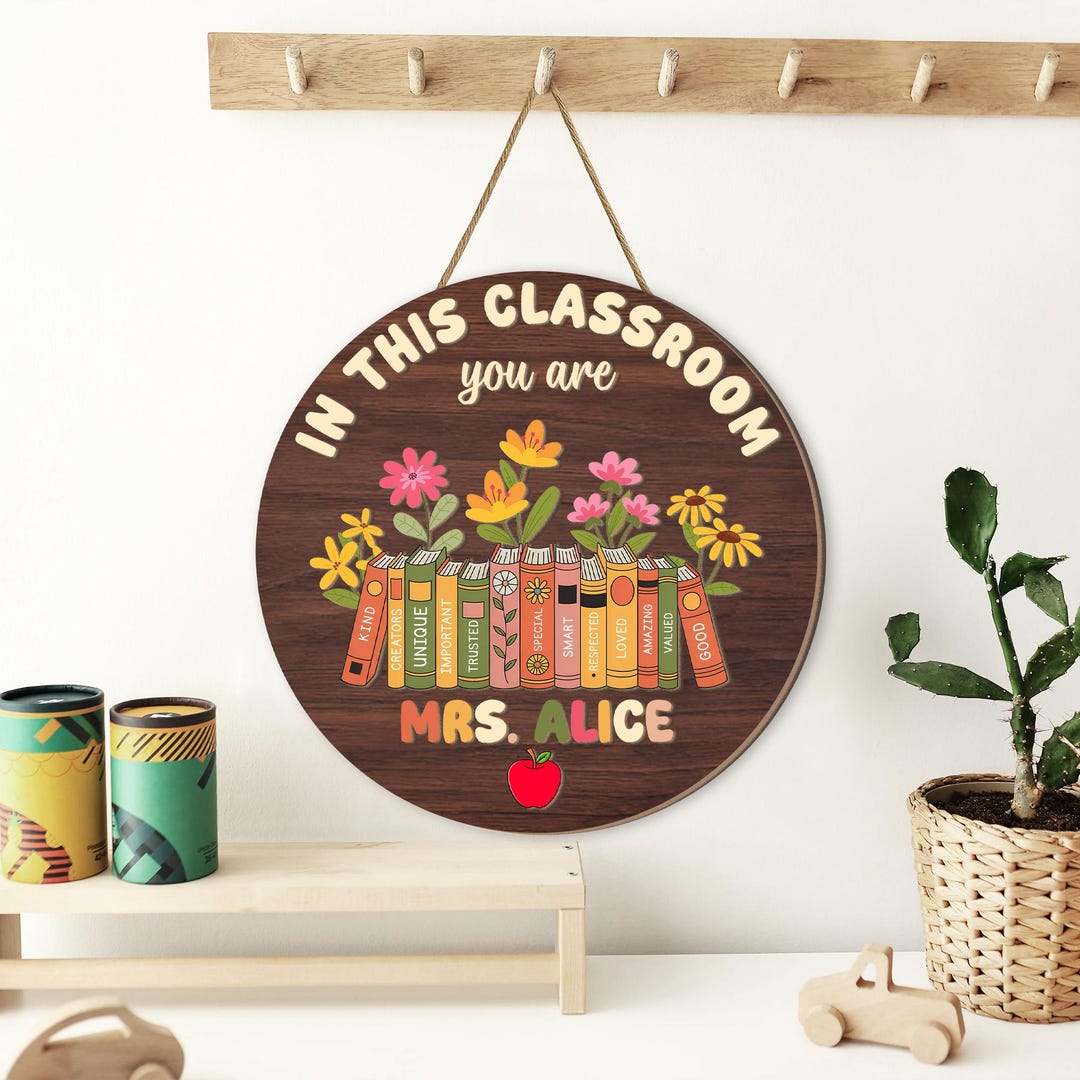 In This Classroom You Are Wooden Sign, Custom Name Teacher 3D Door ...