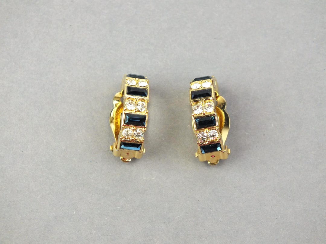 Vintage Nina Ricci Designer Half Hoop Ear Clips, Gold-plated Metal With ...
