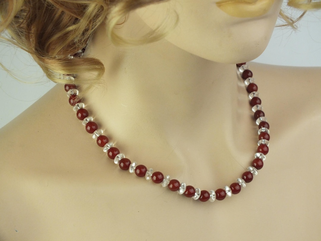 Vintage Karneol Damen Halskette mit 925 Sterlingsilber Verschluss ...