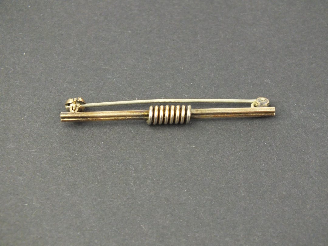 Vintage Bar Brooch TEKA AM Double Gold, Antique Narrow Brooch, Old ...