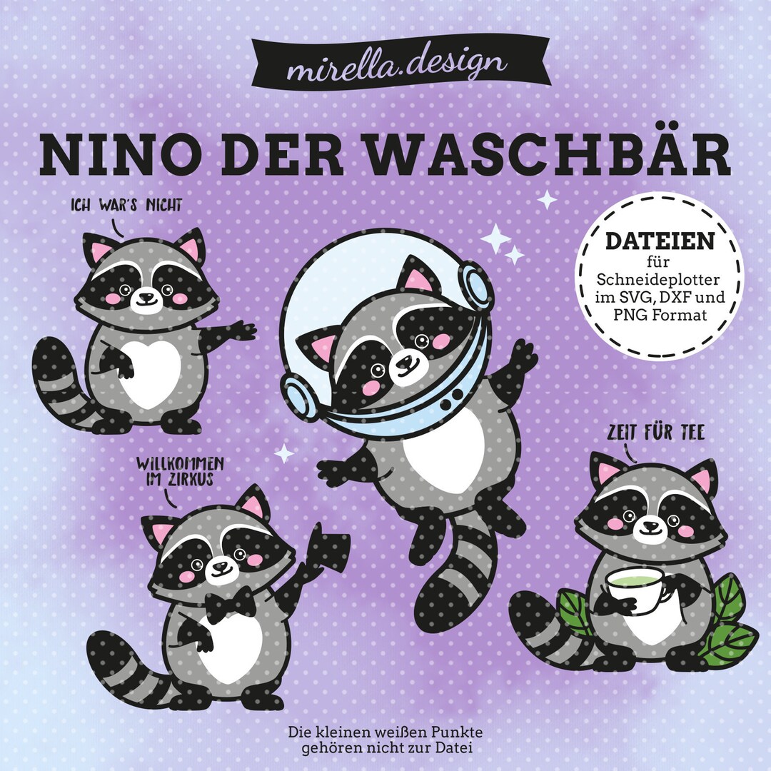 Plotterdateien Nino der Waschbär Set - Etsy.de