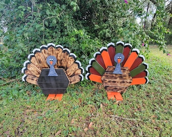 Mr Turkey Happy Thanksgiving Sign Yard Art Wood Decoration - Etsy