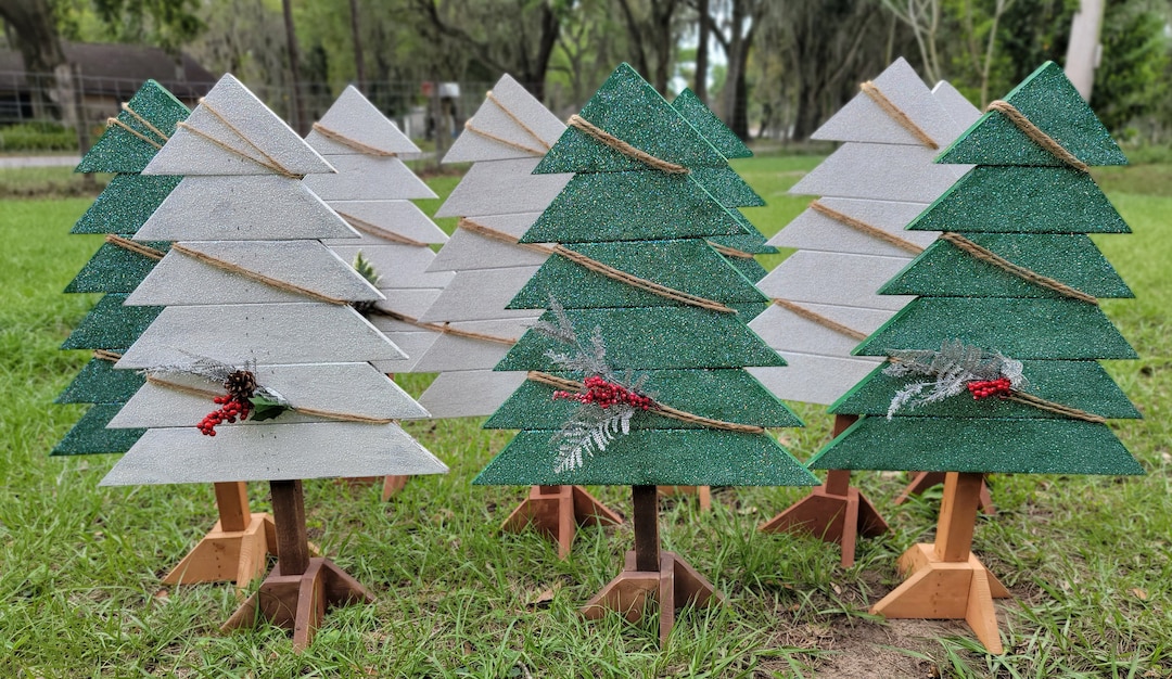 Wooden Glitter Christmas Trees - Etsy