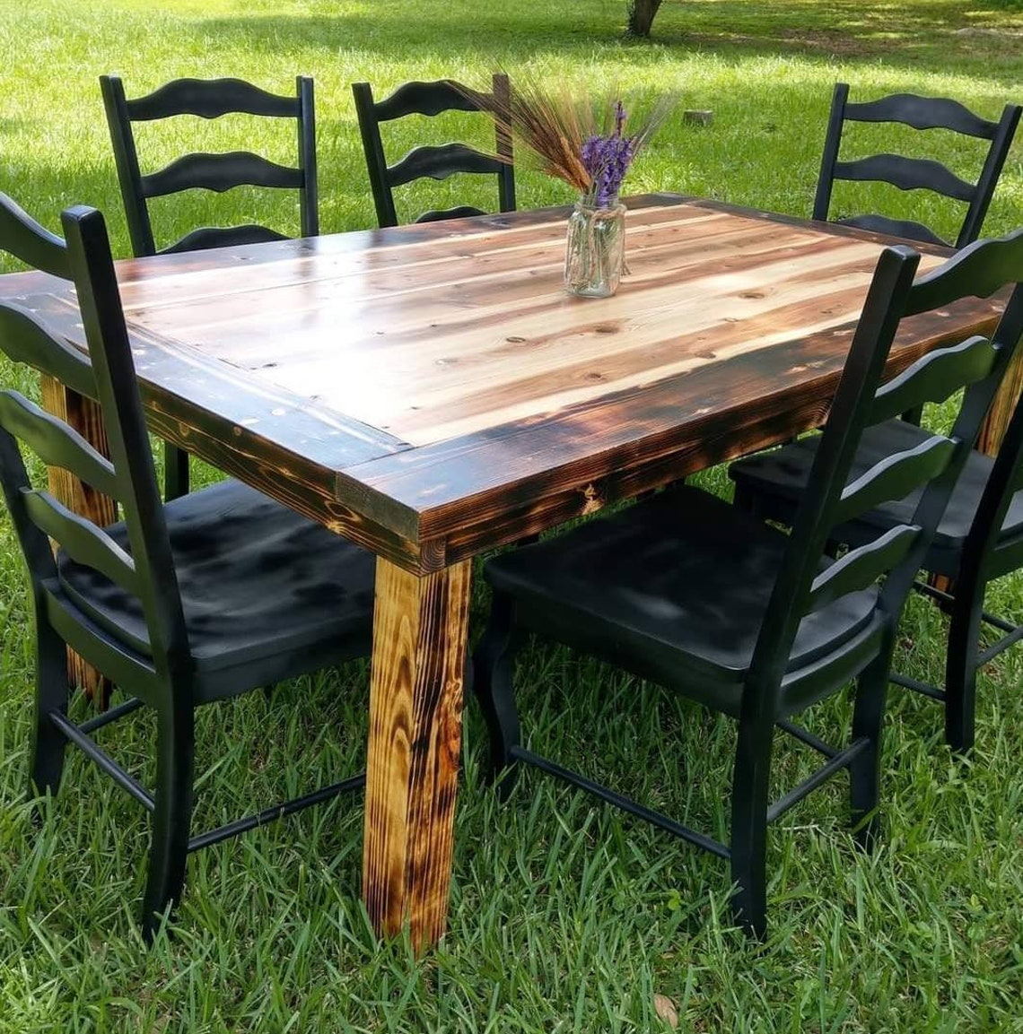 Torched Farmhouse Table - Etsy