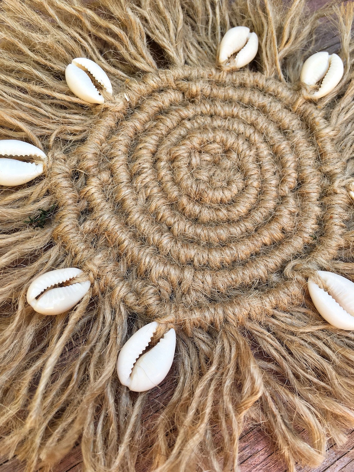 Glass bottoms in jute macramé coaster shell cauris | Etsy