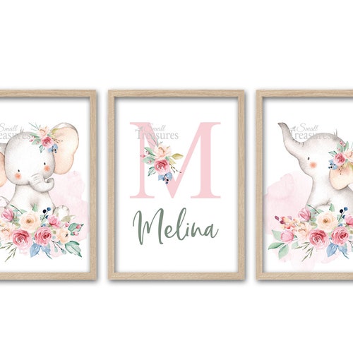 Pink Printable Nursery Wall Art Set of 4 Poster Baby Girl | Etsy