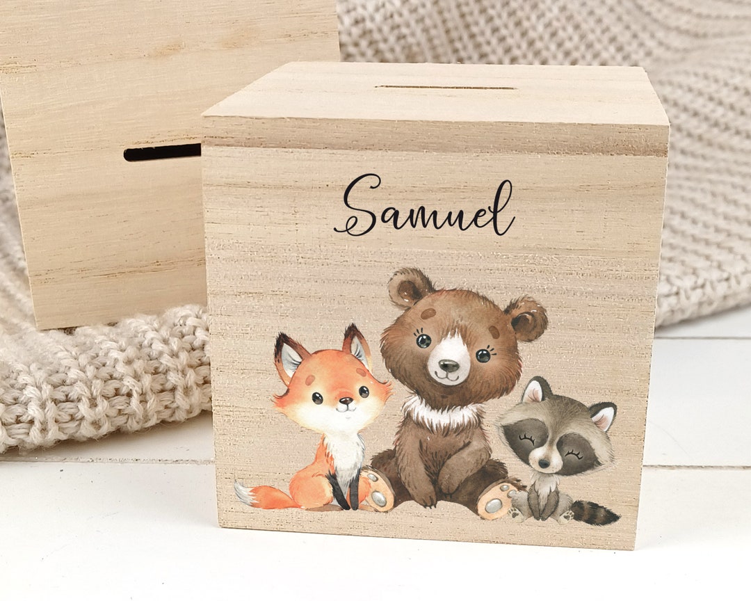 Spardose Holz Personalisiert Waldtiere Bär - Etsy