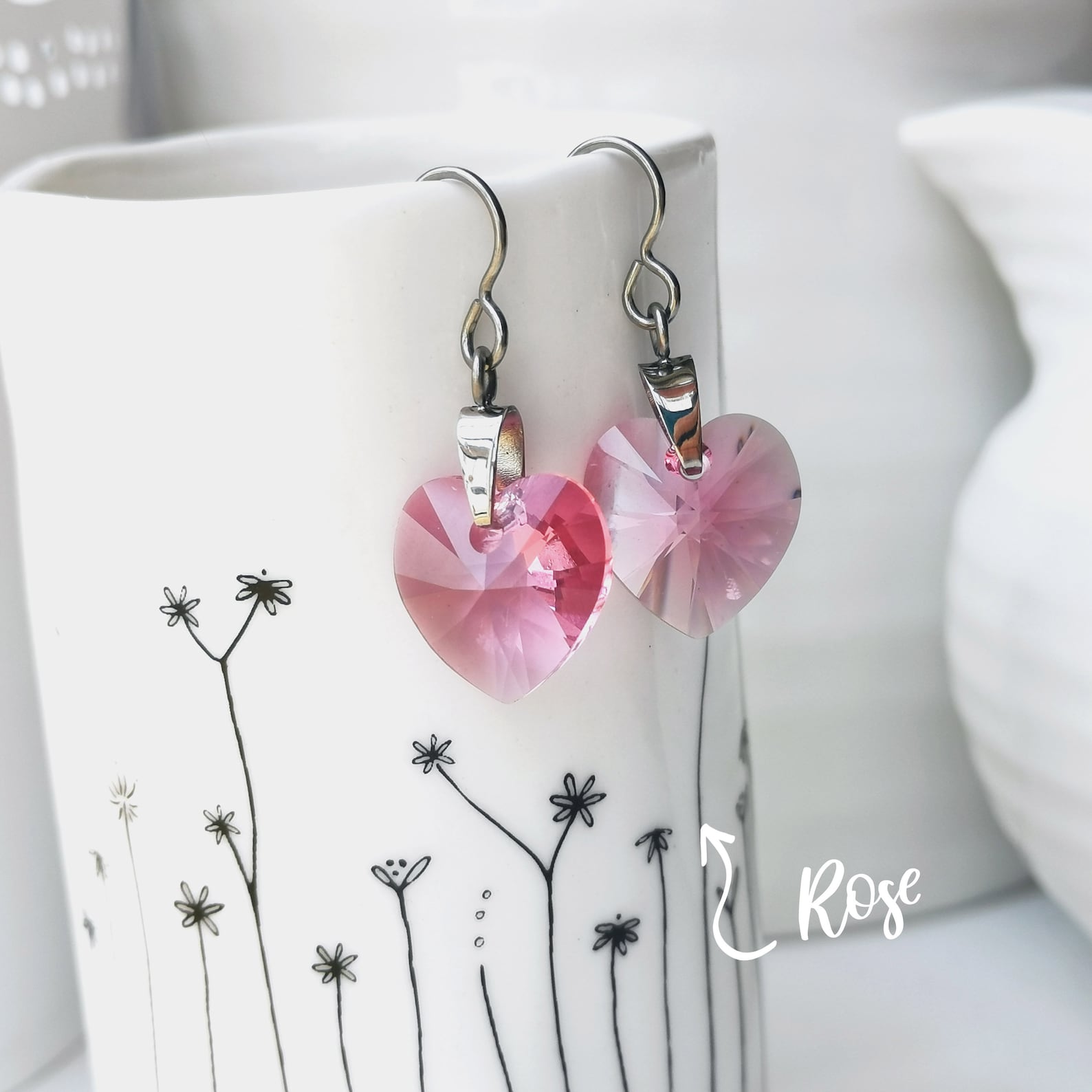 Titanium Rose Pink Heart Drops. Made With Rose Coloured - Etsy