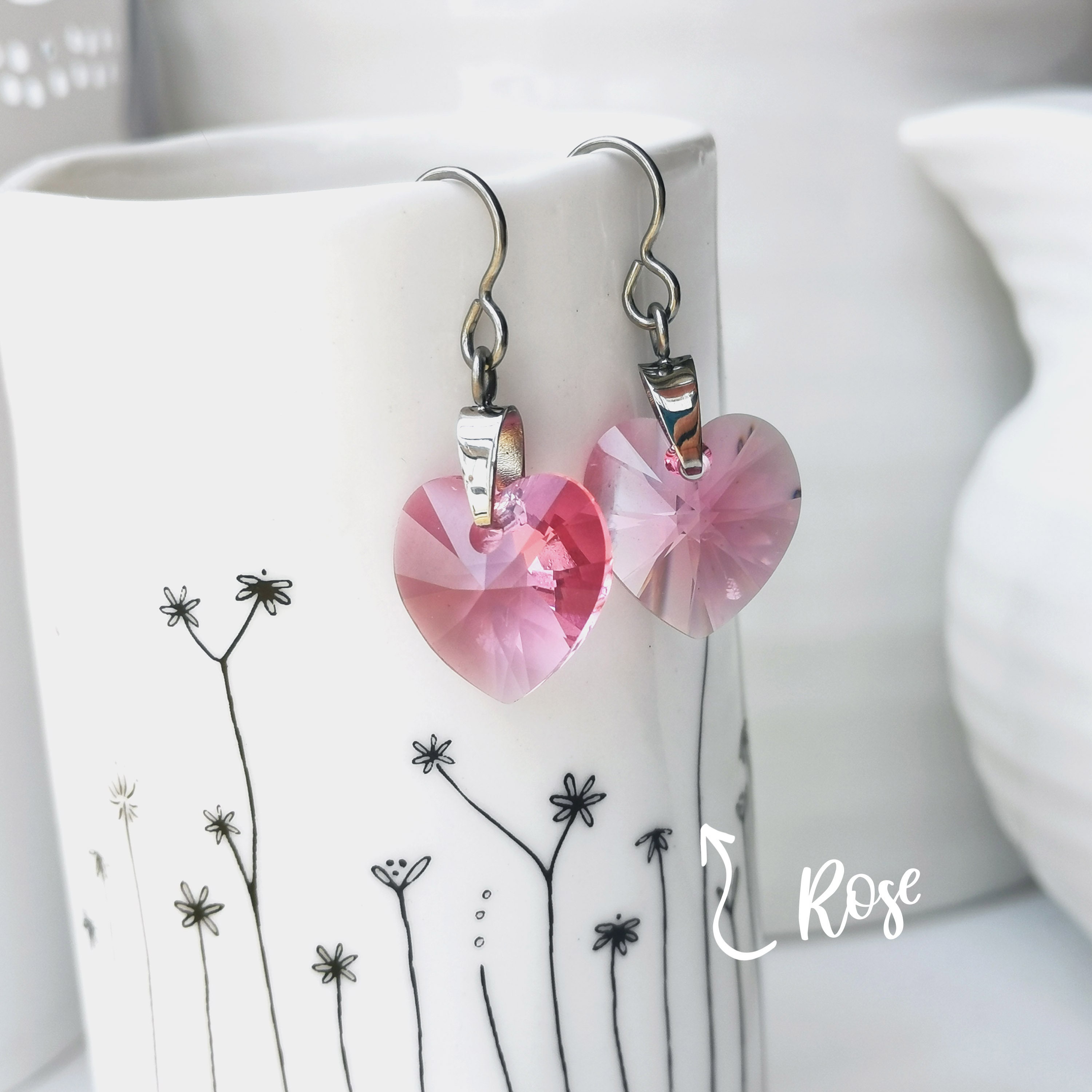 Titanium Rose Pink Heart Drops. Made With Rose Coloured | Etsy