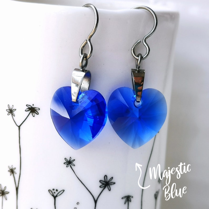 Titanium Royal Blue Heart Drops. Made With Majestic Blue Crystals ...