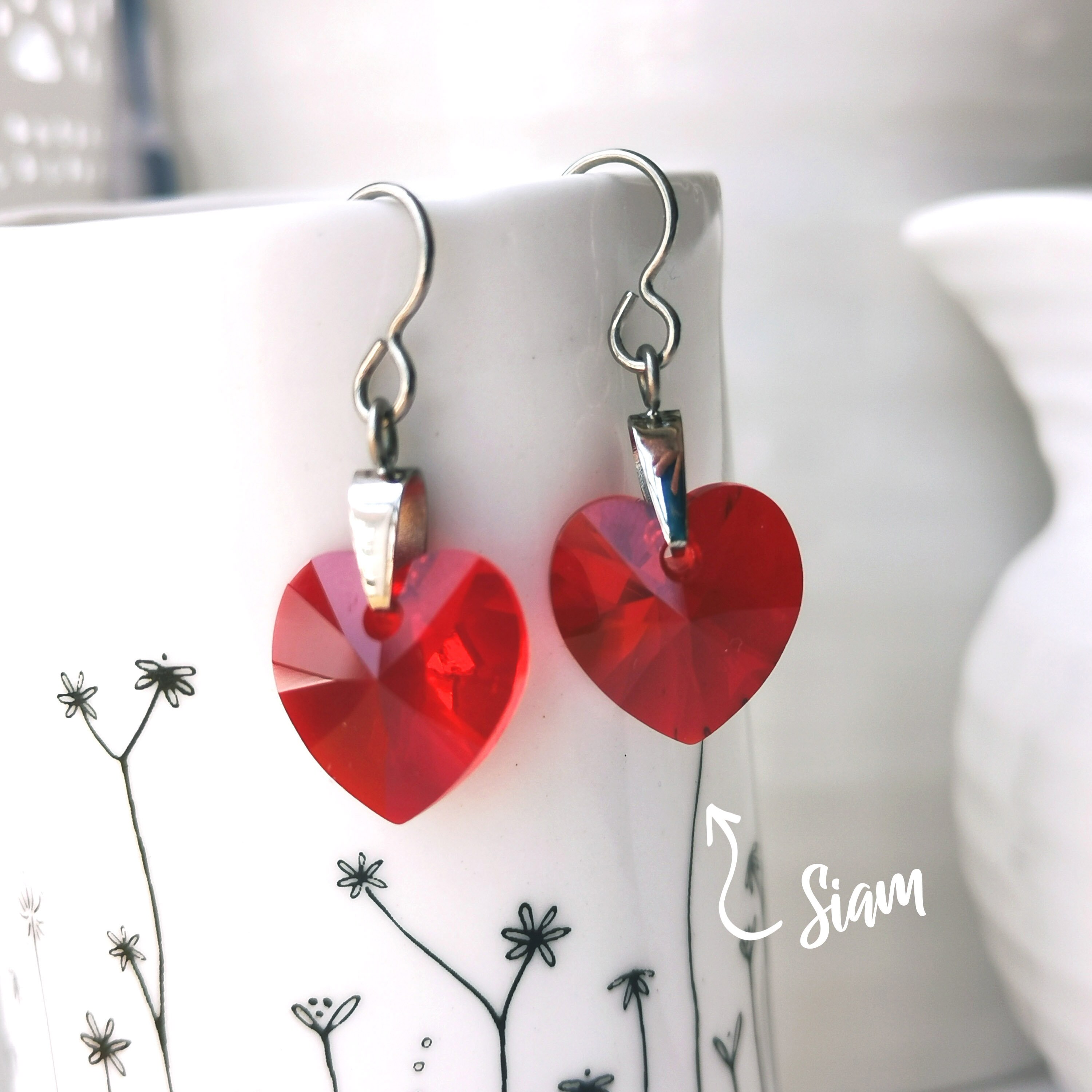Titanium Rich Red Heart Drops. Made With Siam Crystals & Pure - Etsy UK