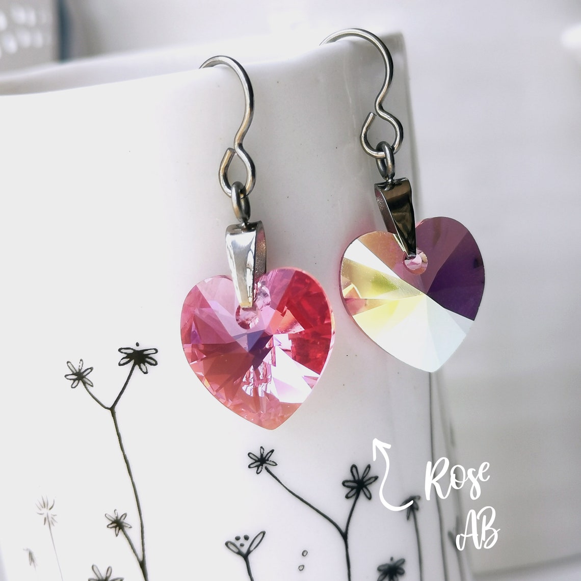 Titanium Rose Pink Heart Drops. Made With Rose Coloured - Etsy