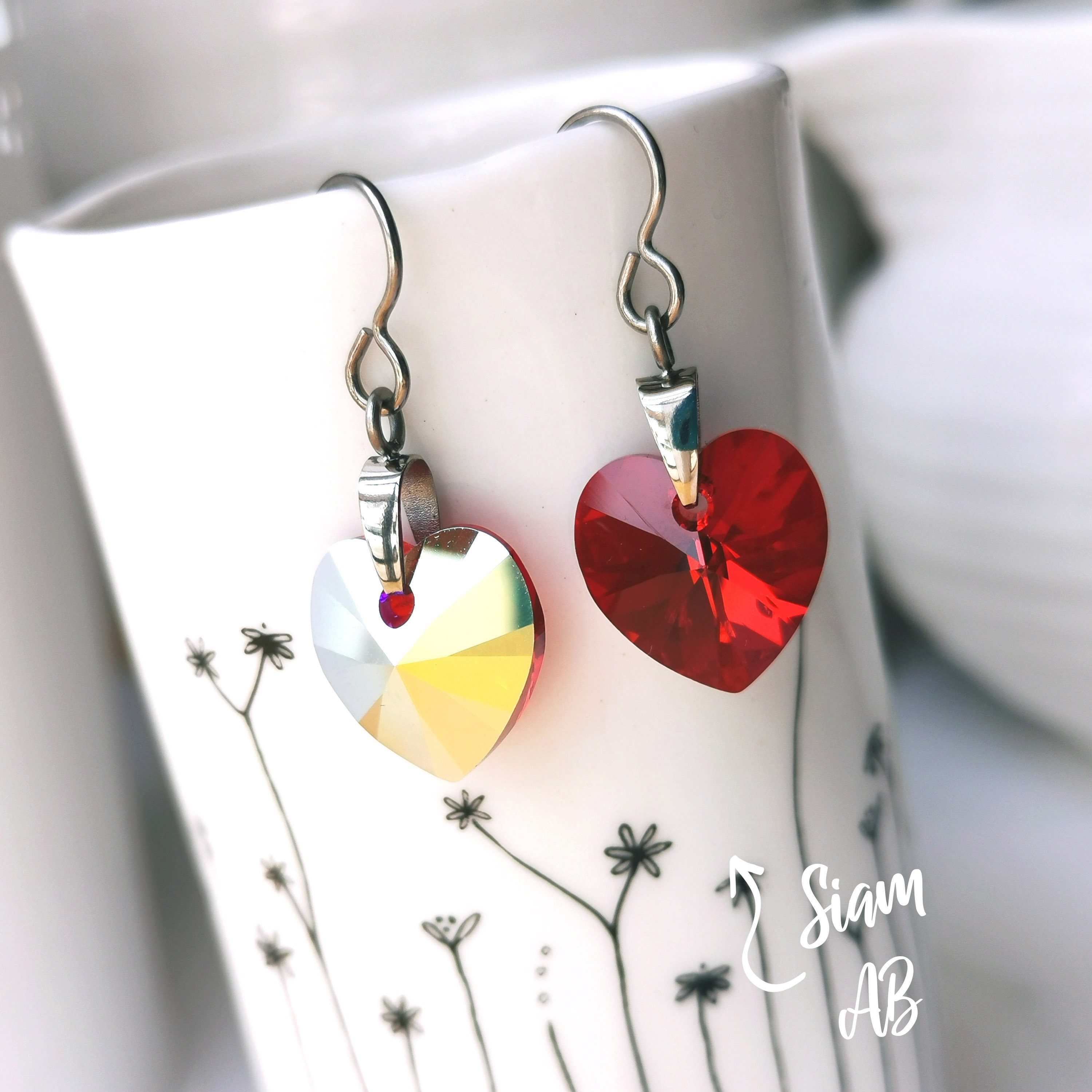 Titanium Rich Red Heart Drops. Made With Siam Crystals & Pure - Etsy UK