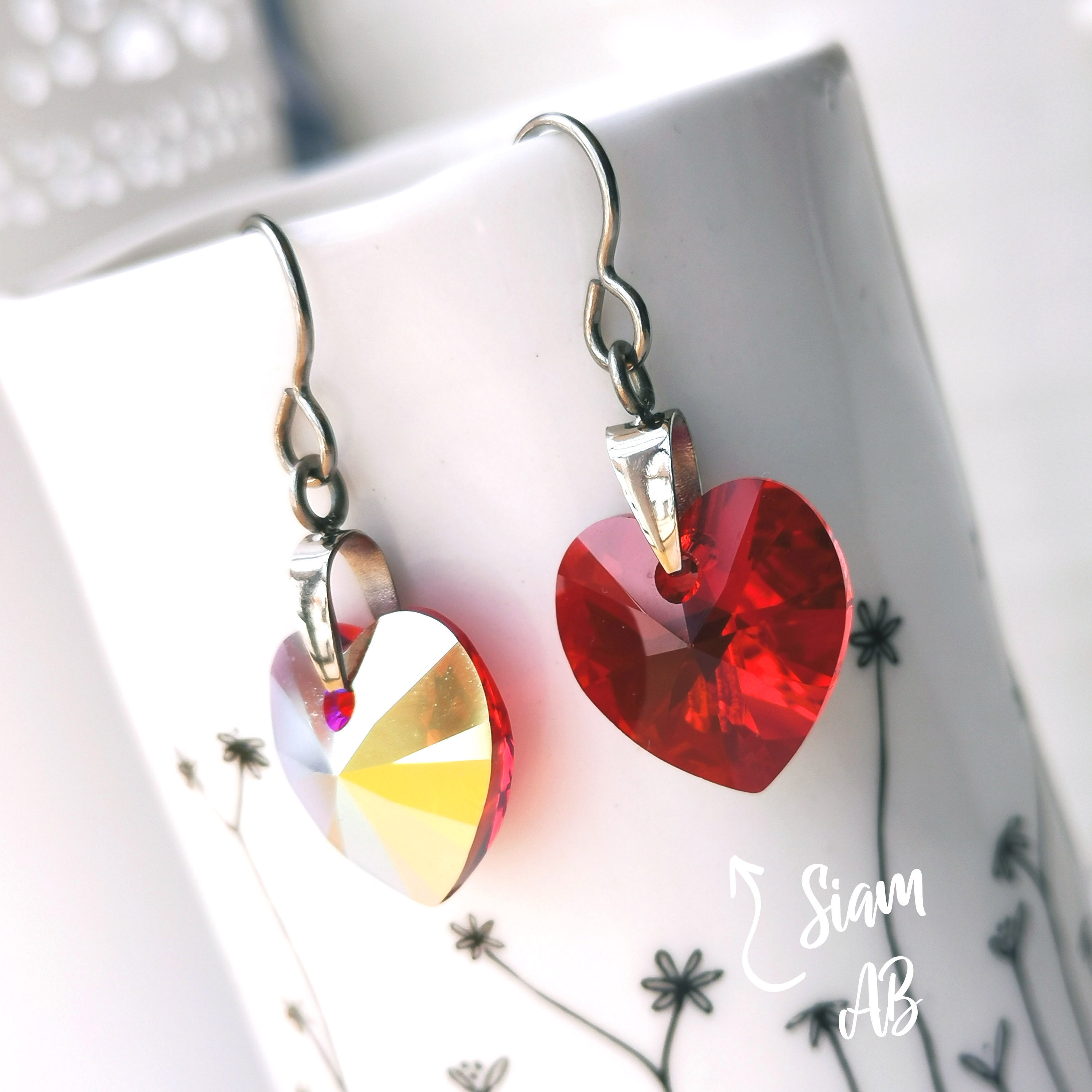 Titanium Rich Red Heart Drops. Made With Siam Crystals & Pure - Etsy UK