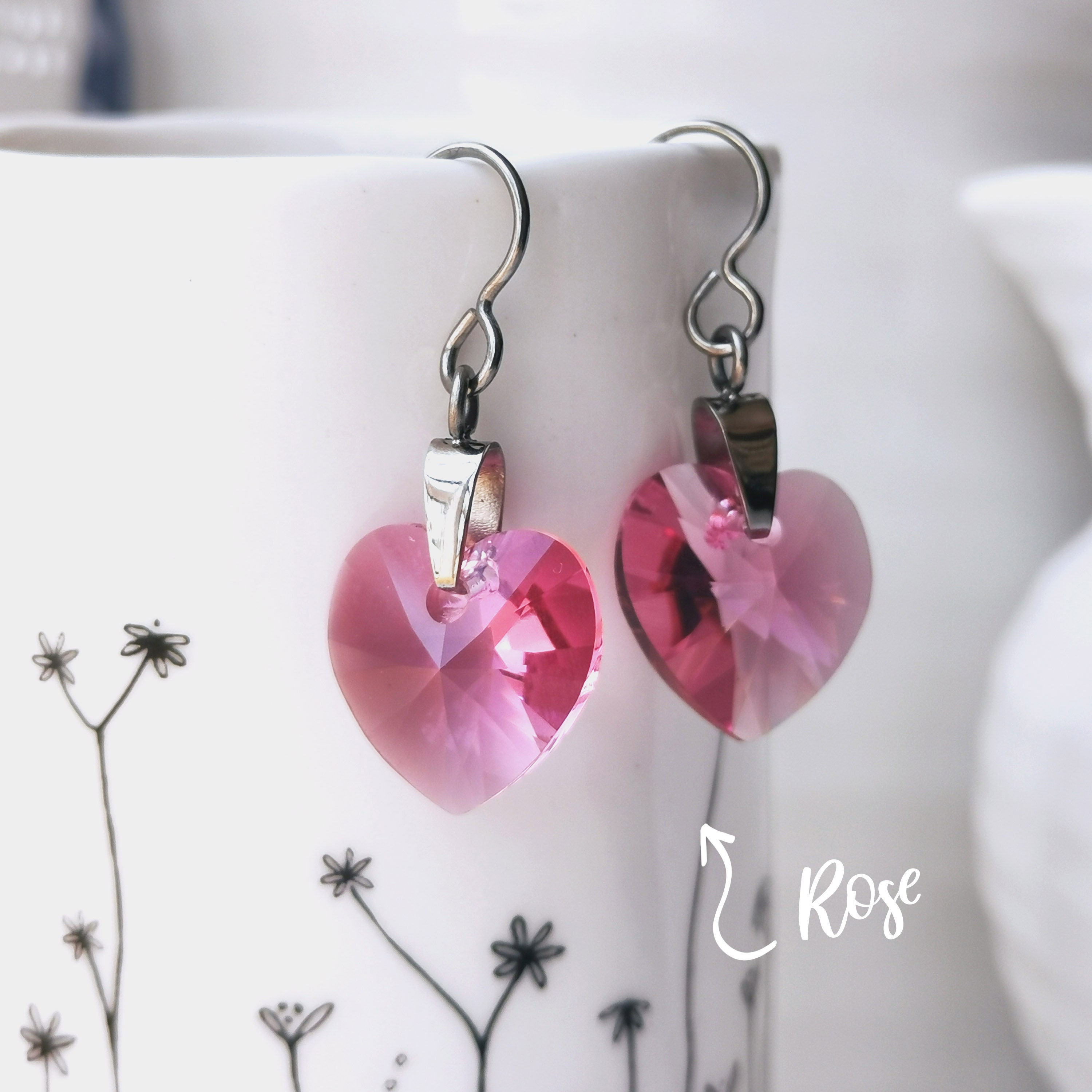 Titanium Rose Pink Heart Drops. Made With Rose Coloured - Etsy