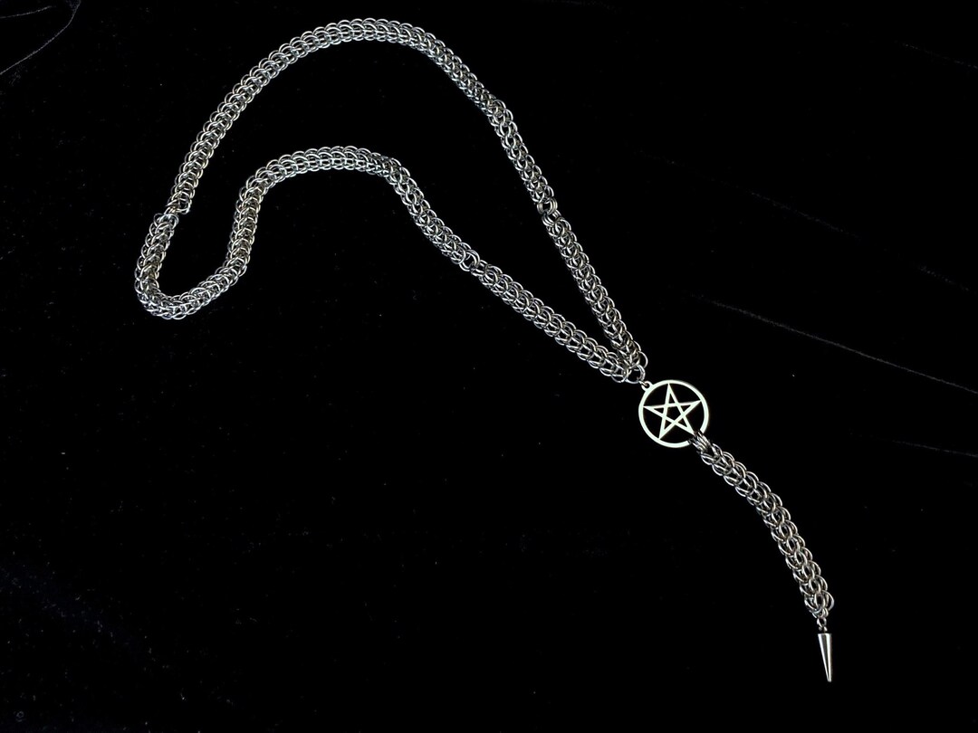 Rosary Style Inverted Pentagram - Chainmaille Necklace - Gothic ...