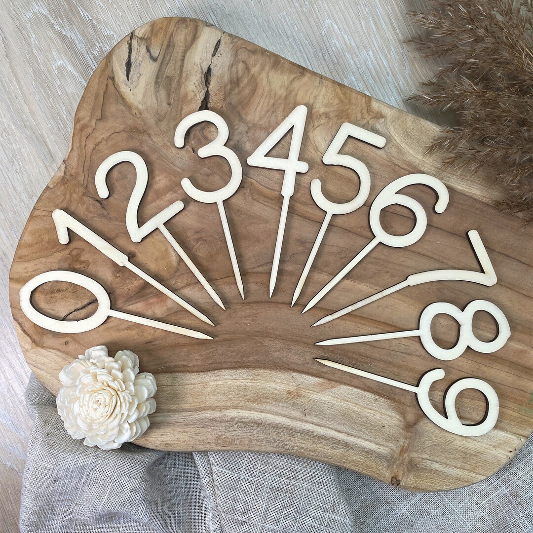 Numbers 0123456789 Wooden Cake Topper - Etsy