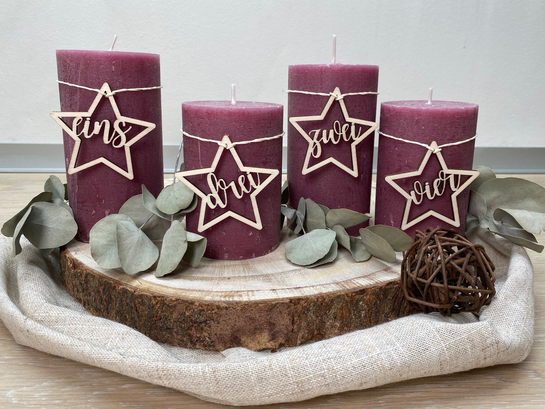 Advent Wreath Numbers Set of 4 Made of Wooden Star - Etsy