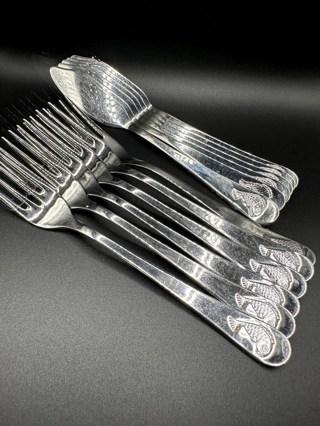 Fish Cutlery Vintage 6 X Forks and 6 X Fish Knives Made of 18/10 ...