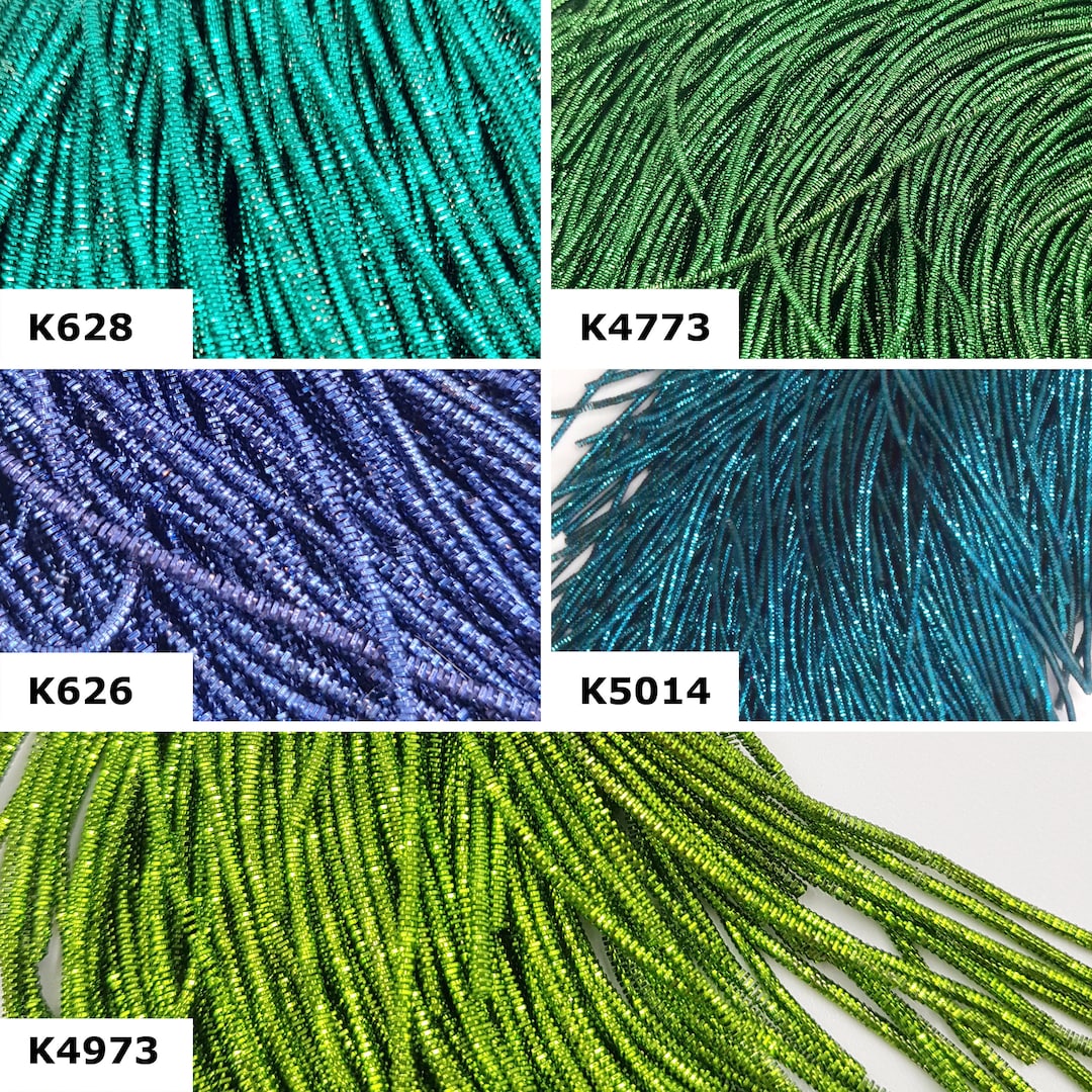 French Wire Bullion Wire Gimp Wire Goldwork Blue Green Mettalic Threads ...