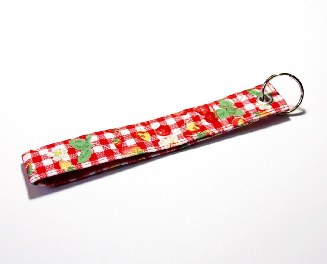Cherries Karos Keychain Short Red White Plaid Rockabilly Keychain - Etsy