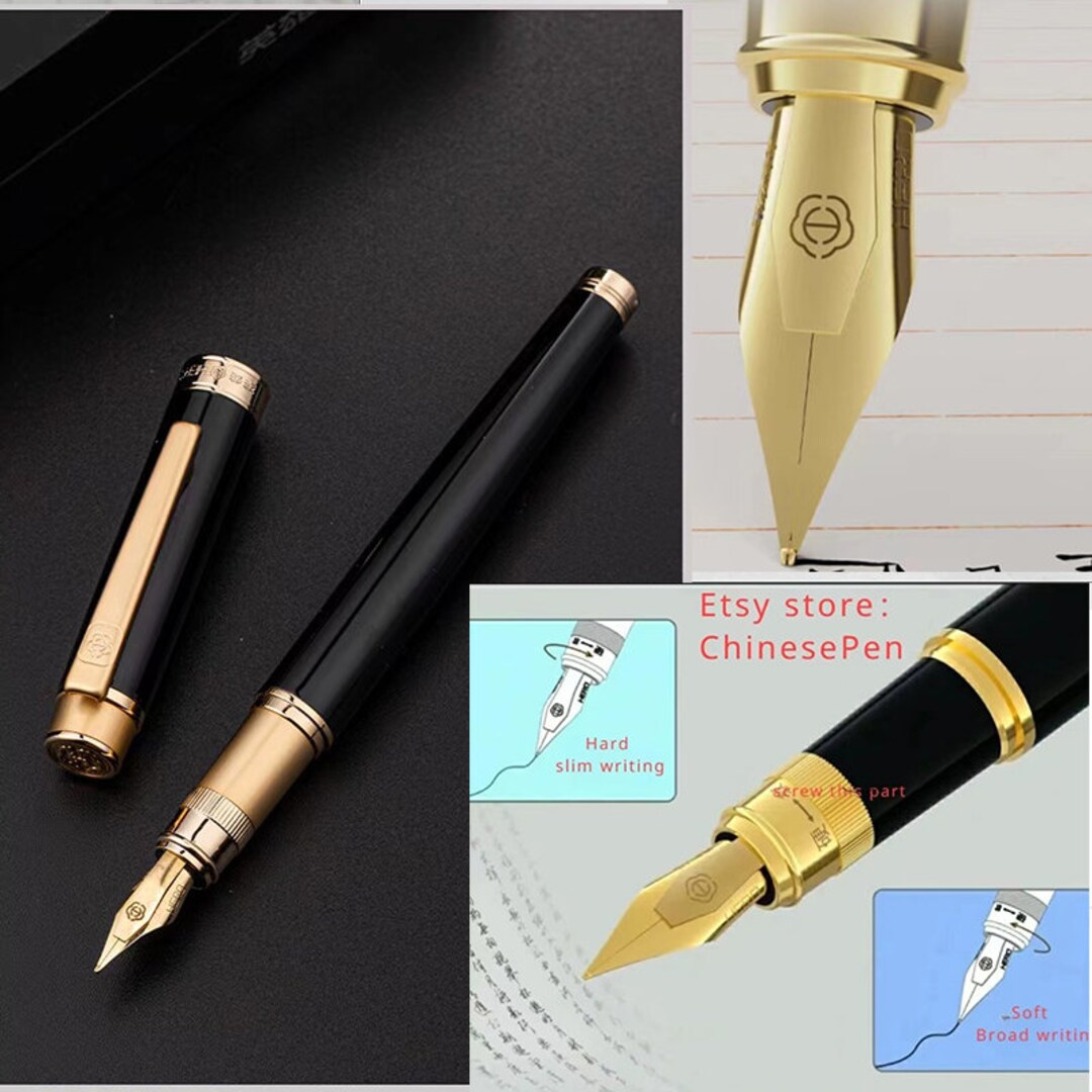 St Penpps Black Fountain Pen Adjustable Nib From Hard Writing to Soft ...