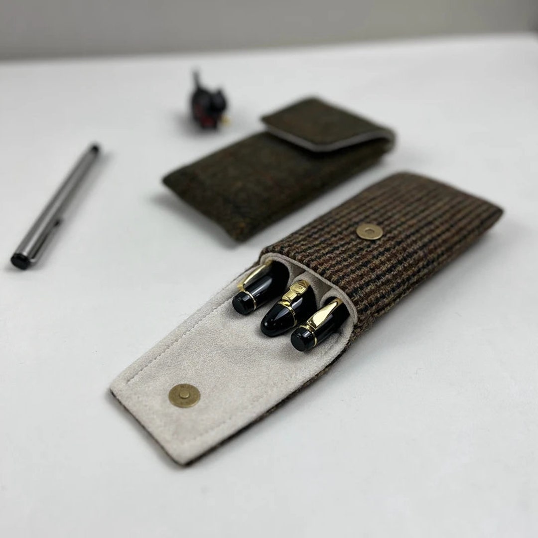 Retro Plaid Pen Pouch Fountain Pen Case With 3 Slots - Etsy