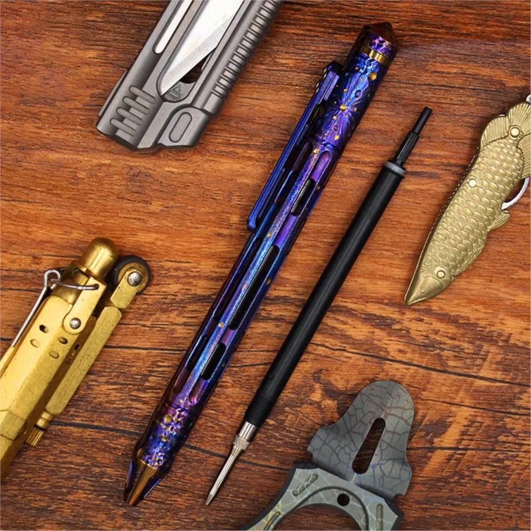 Two Refills Manual Limited Edition Titanium Alloy Tactical Gel Pen ...