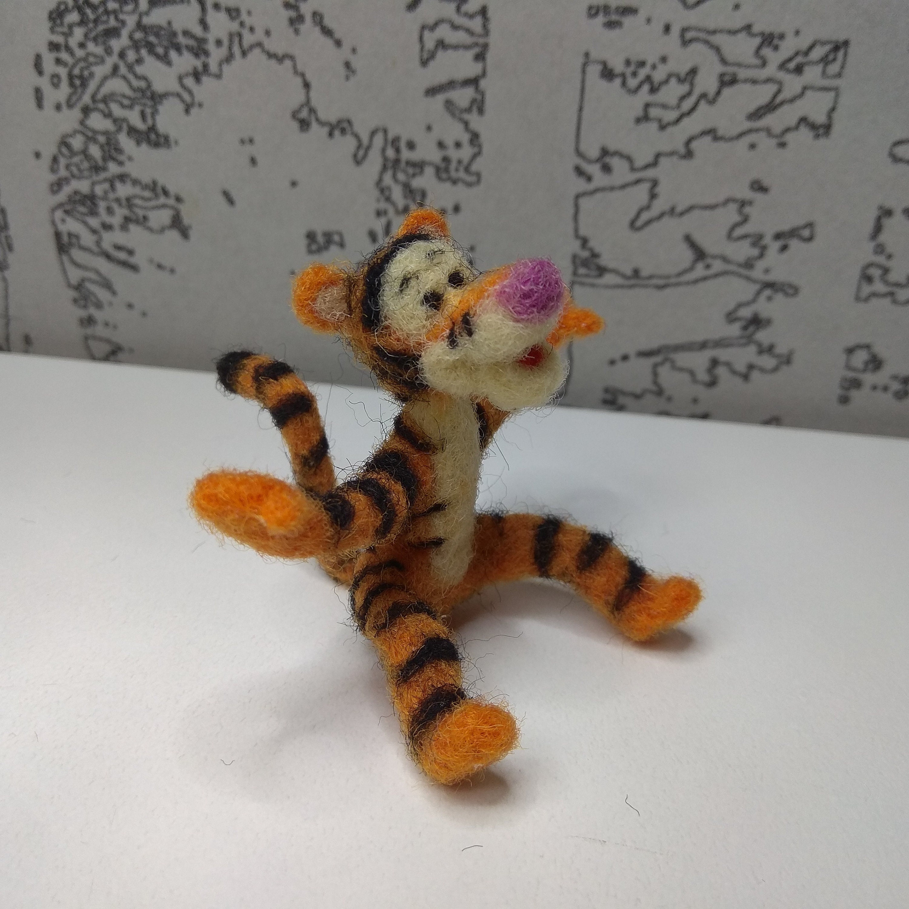 Tigger and Winnie the Pooh, Miniature Animals, Made of Wool, Dry ...