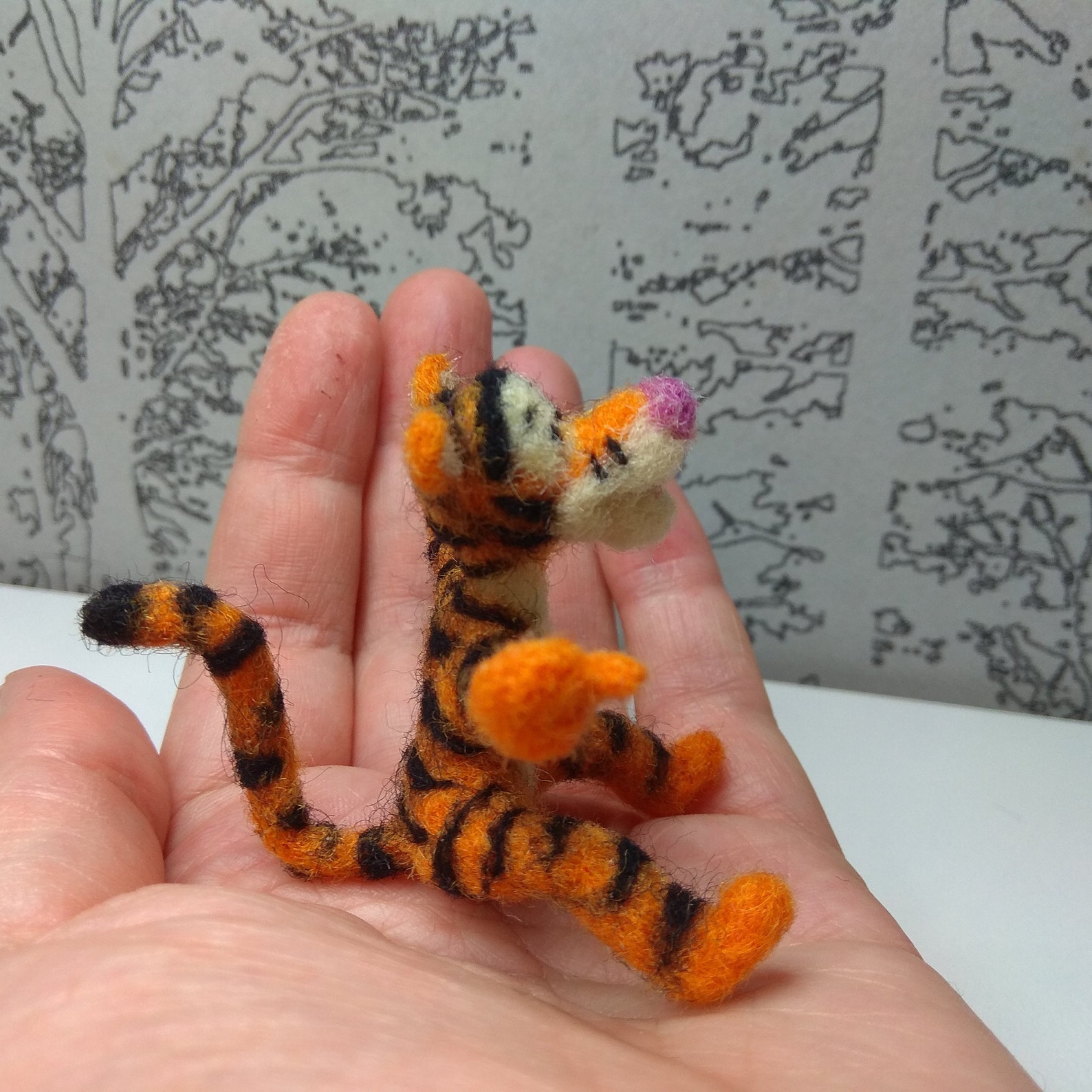 Tigger and Winnie the Pooh, Miniature Animals, Made of Wool, Dry ...