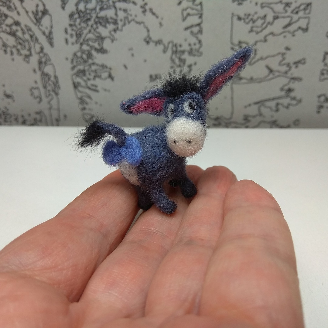 Felted Eeyore, Miniature Figure, Dollhouse Animal - Etsy