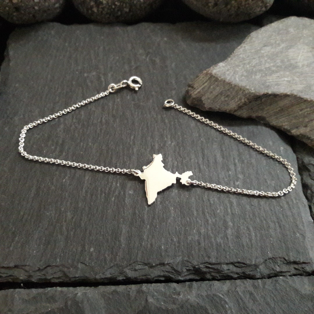 INDIA Map Bracelet in 925 Silver, Length Selectable (lk-12/india) - Etsy