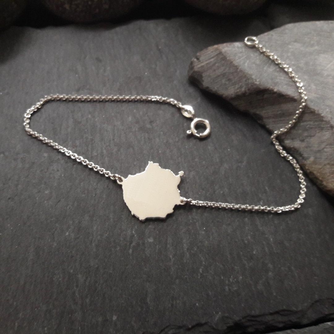 GRAN CANARIA Map Bracelet in 925 Silver, Length Selectable lk-12 ...
