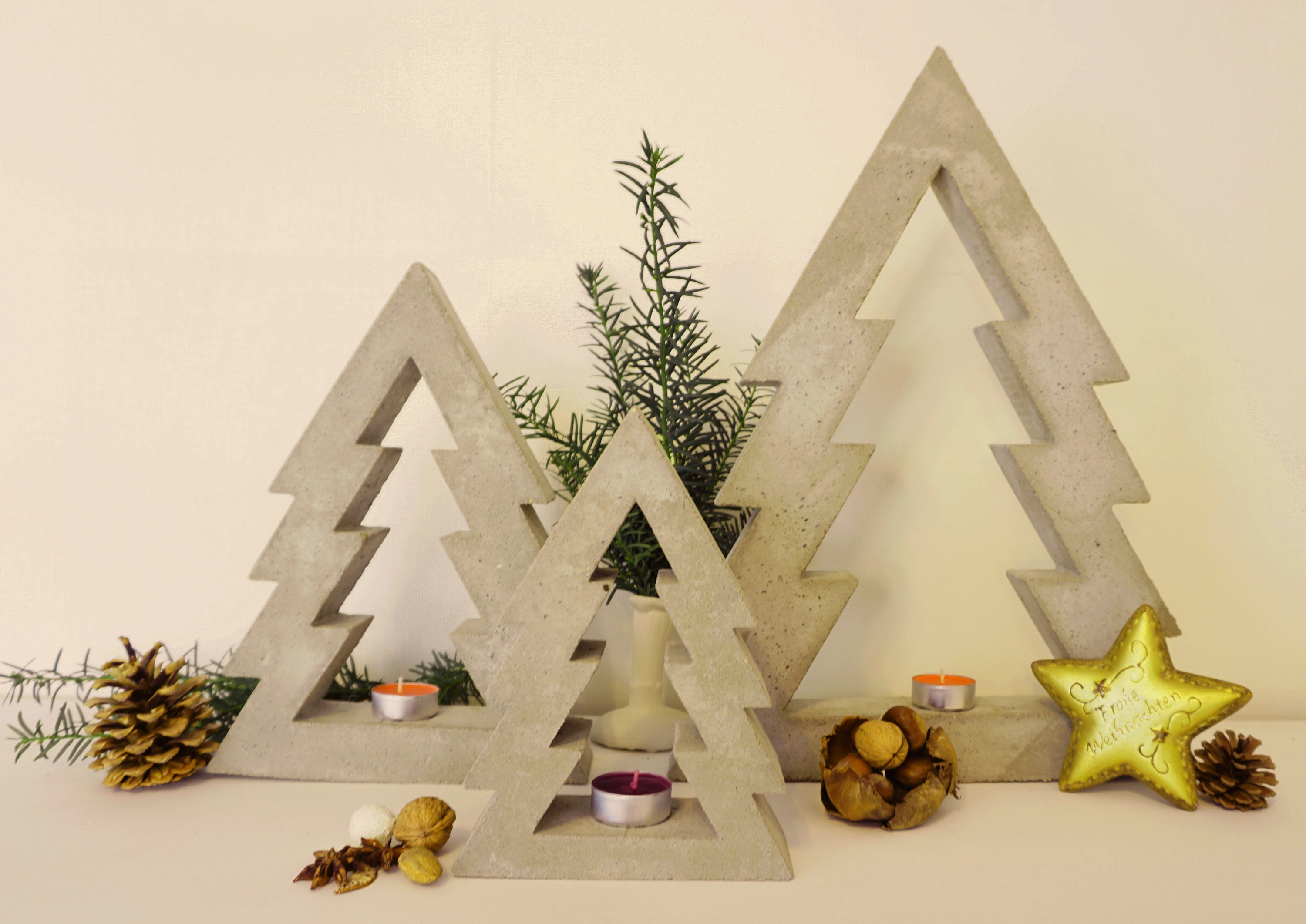 X-fold Concrete Casting Form fir Tree Hollow 22 Cm - Etsy