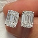 8 Carat Total Emerald Cut Stud Earrings in 14k White Gold Push Back ...