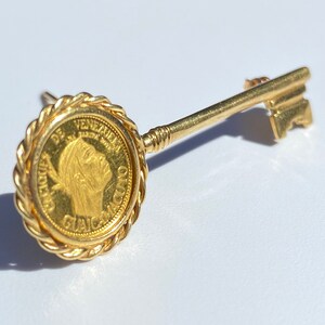 22k Antique Gold Key Pin Coin Mounted Key Pin GUAICAMACUTO - Etsy