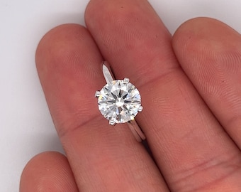 5 Carat Round Cut Engagement Ring, Three Stone Ring, Lab Grown Diamond ...