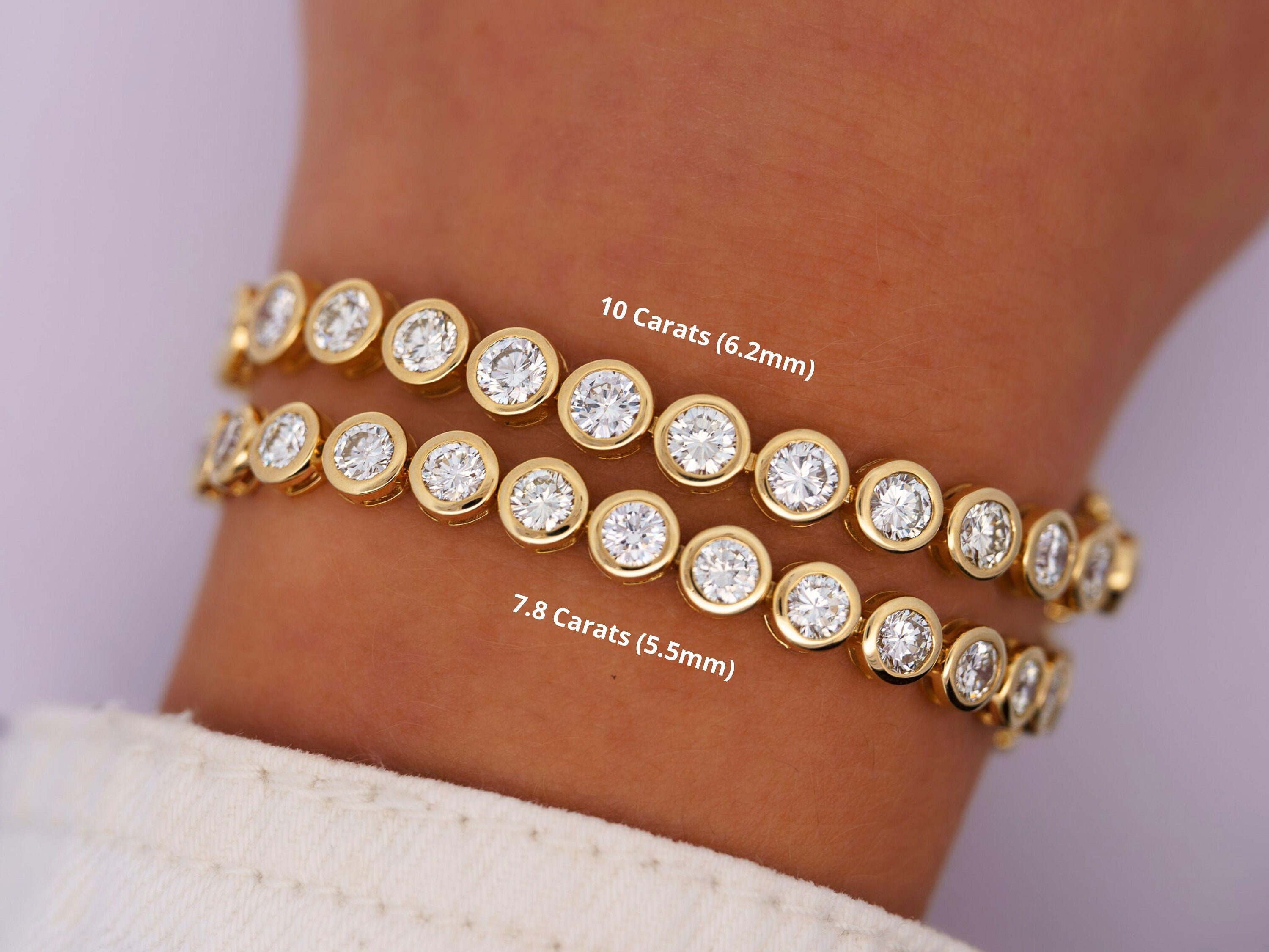 7.8-10 Carat 18K Yellow Gold Bezel Set Diamond Tennis 7.8-10 Carat 18K Yellow Gold Bezel Set Diamond Tennis