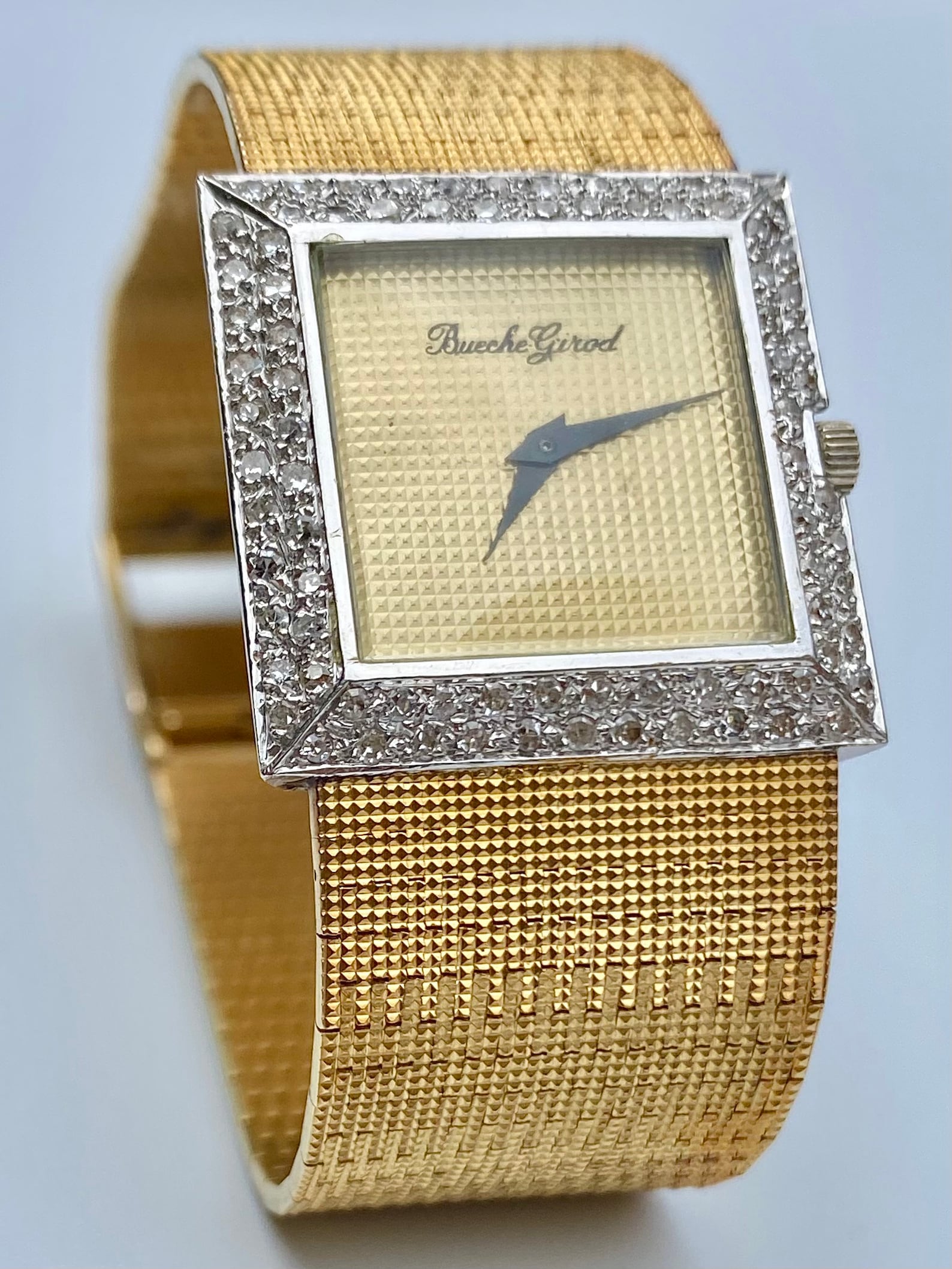 Bueche Girod 18k Gold Watch and Diamond Bezel, Thin 18k Gold Vintage ...