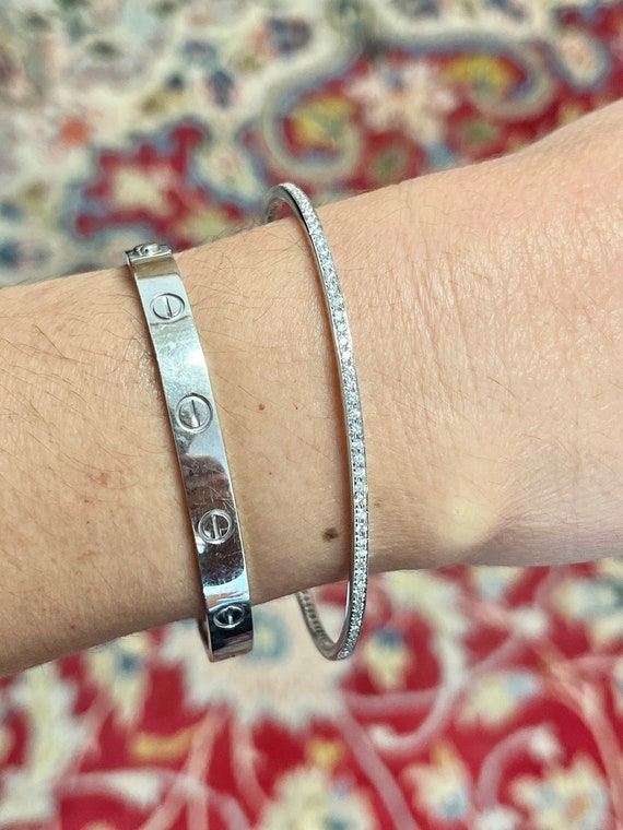 Fred Leighton Calibre Cut Diamond Bangle in 18k White… - Gem