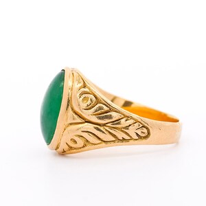 Natural Untreated Cabochon Cut Jadeite Jade in 22K Carved Gold ...