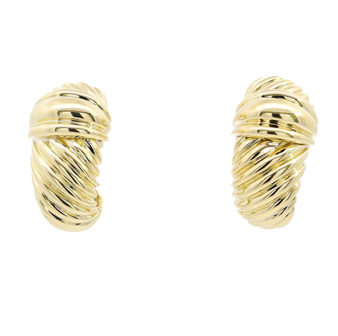 David Yurman 14K Yellow Gold "cable Rope" Motif Clip on Earrings ...