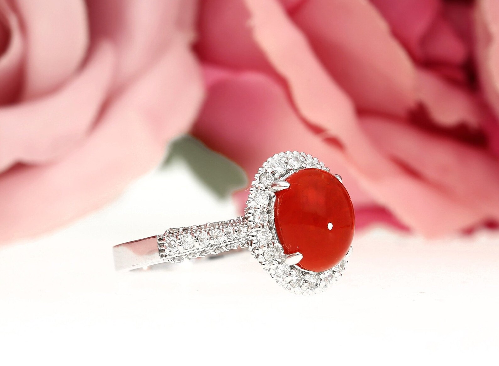 Red Opal Engagement Ring /vintage Art Deco Red Opal Ring/ Birthstone ...